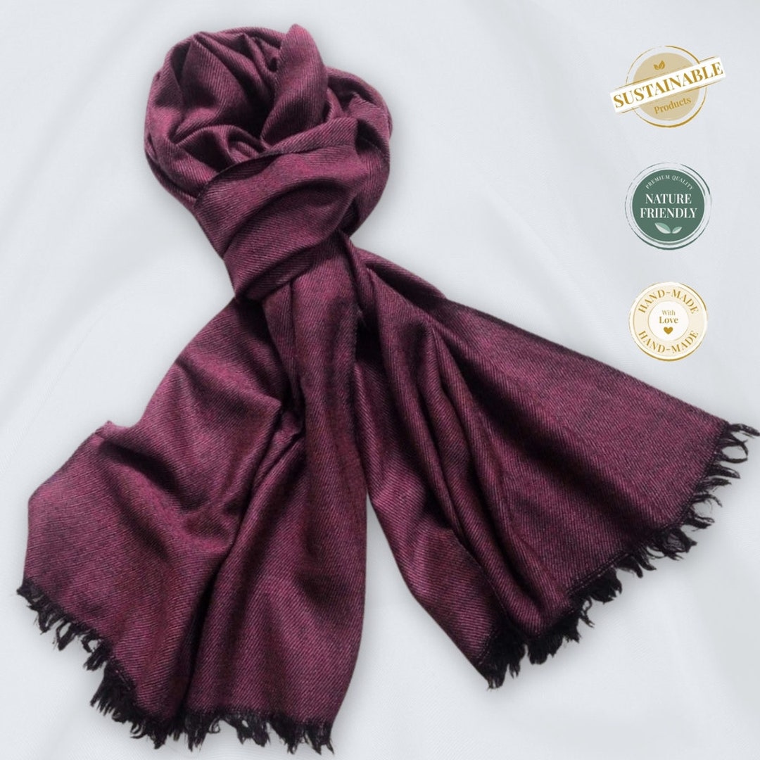 Handwoven Merino Wool Scarf Linen Scarves Berry, Indigo, Grey, & Blue ...