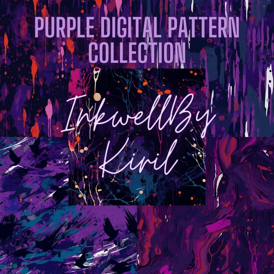 Hypnotic Purple Odyssey: Digital Patterns by Inkwell by Kiril - Etsy