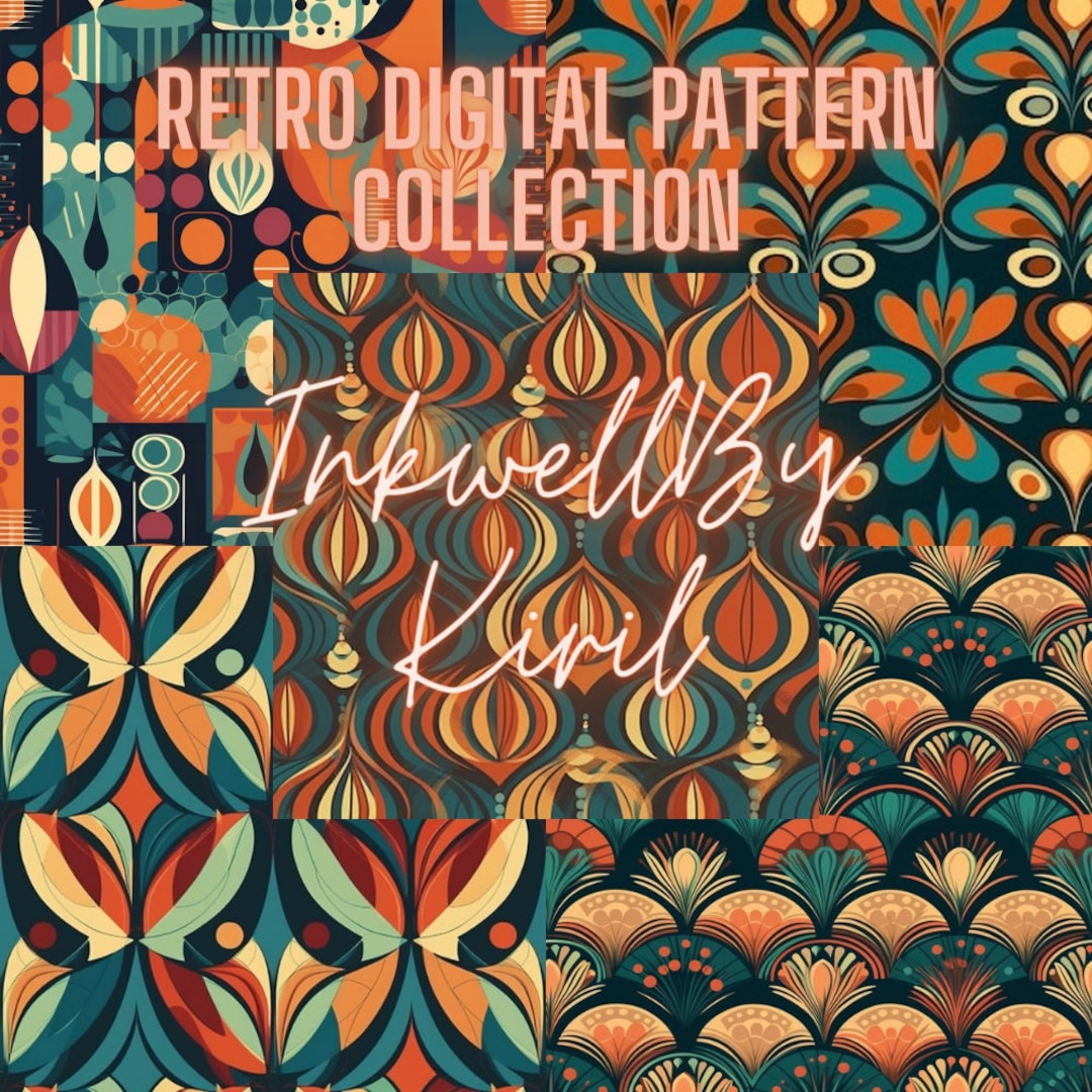 Meticulous Retro Rhythms: Digital Patterns by Inkwell by Kiril - Etsy