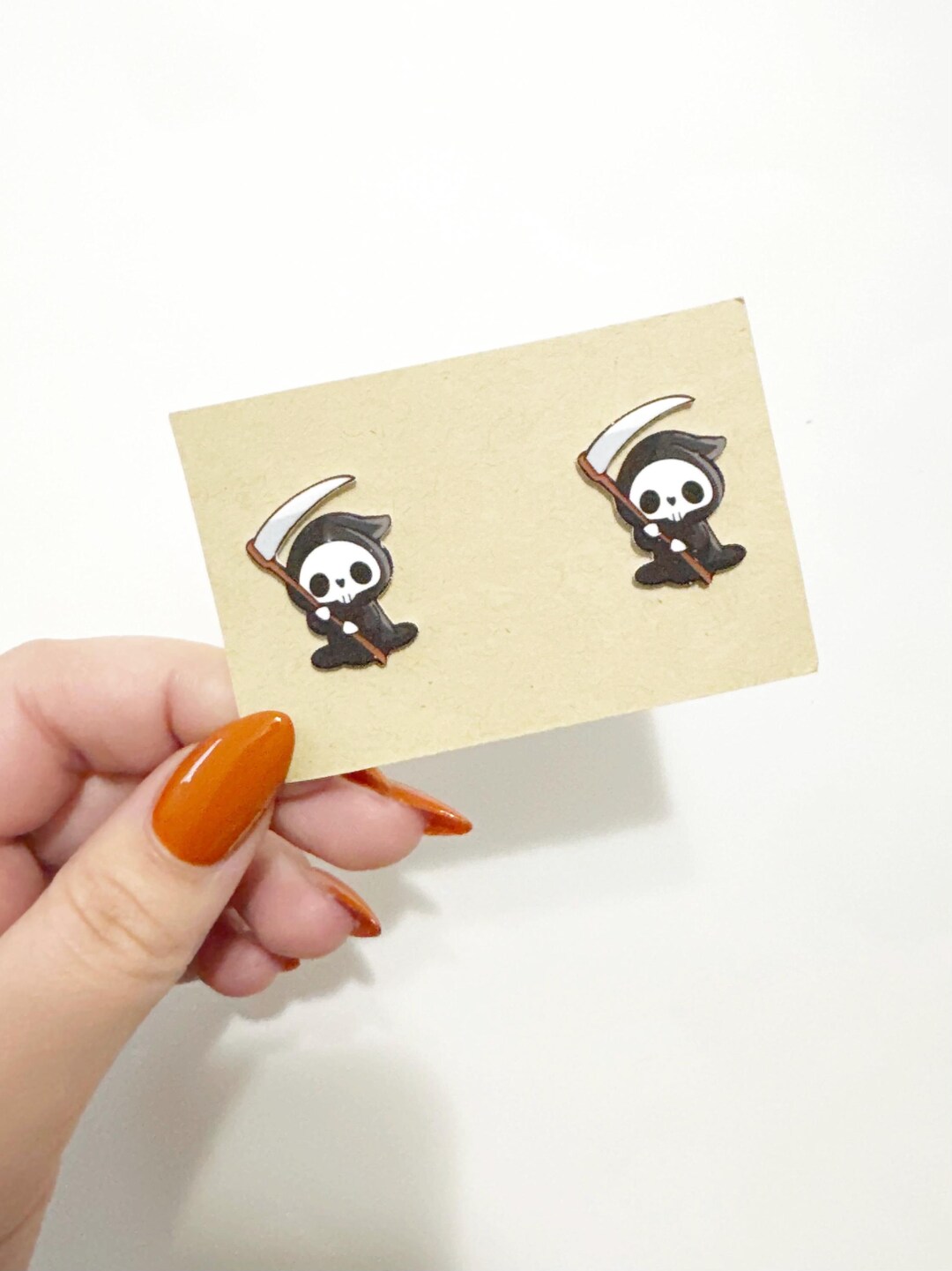 Grim Reaper Stud Earrings, Stainless Steel, Spooky Halloween Gift - Etsy