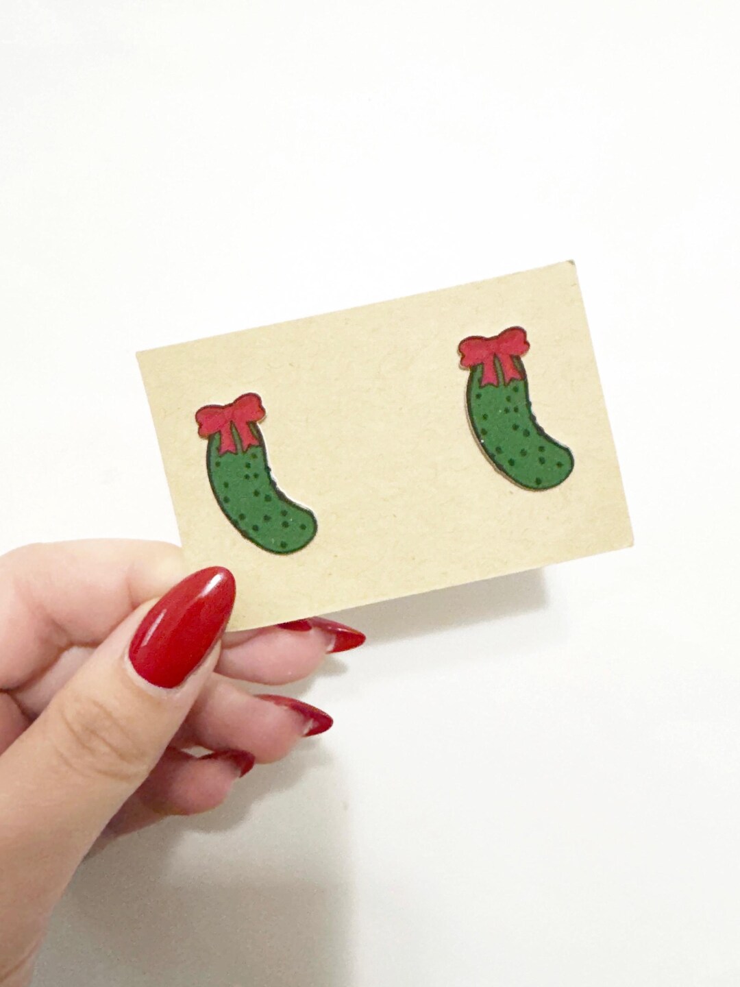 Bow Pickle Stud Earrings, Pickle Lovers, Pickle Stud Earrings - Etsy