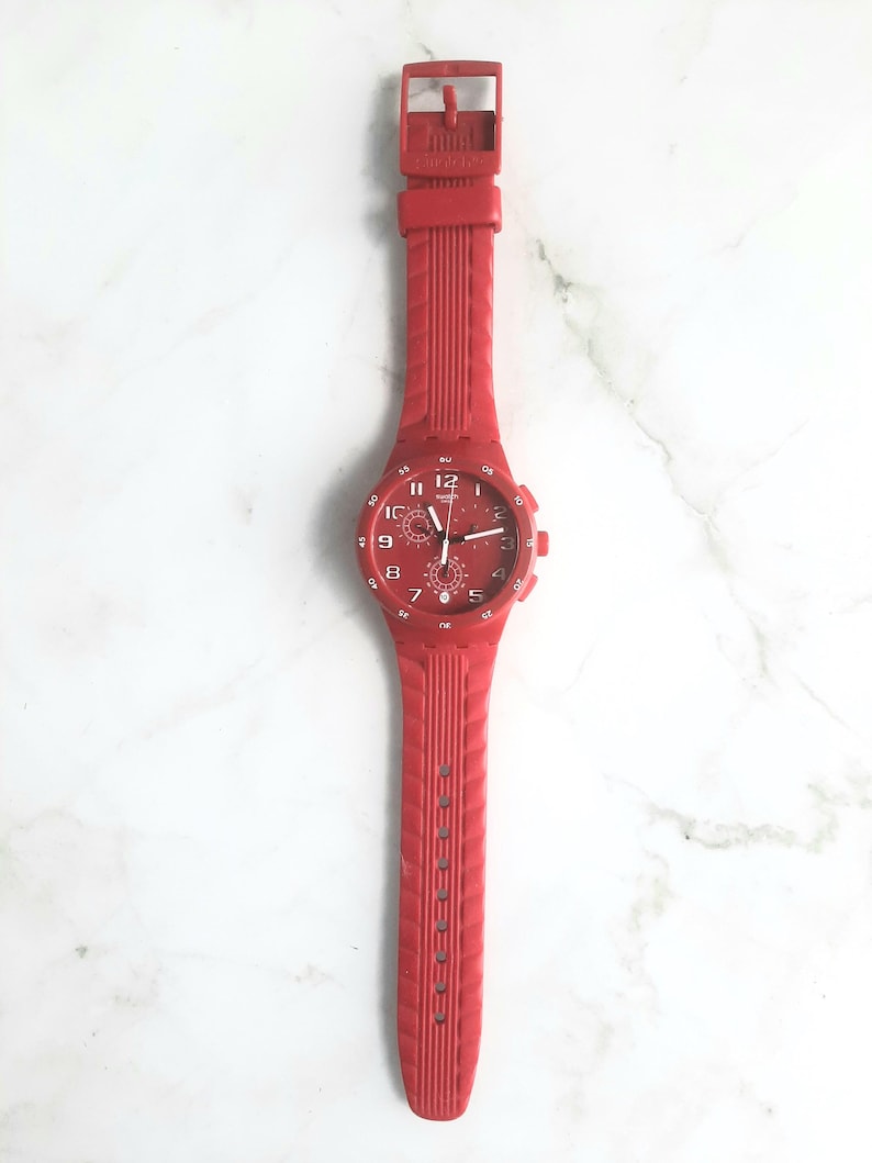Swatch Chrono "red Step" SUSR404 - Etsy