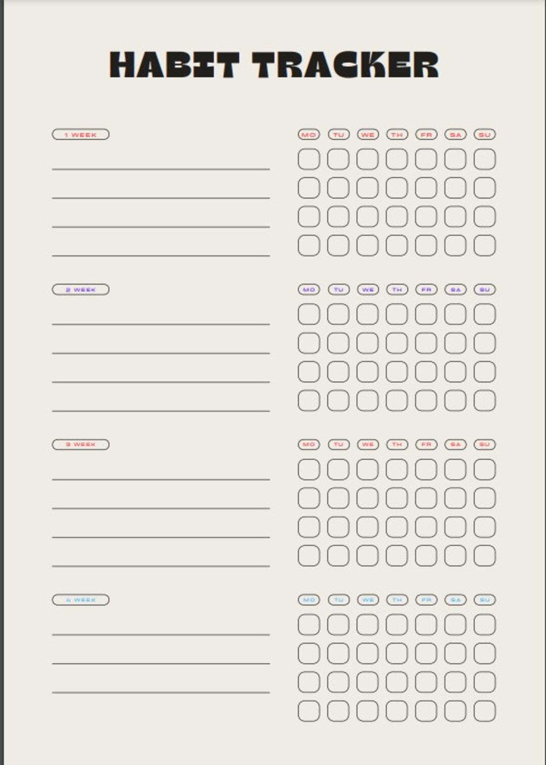 Cheap and Simple Habit Tracker and Hobby Planner, for Self Improvement ...