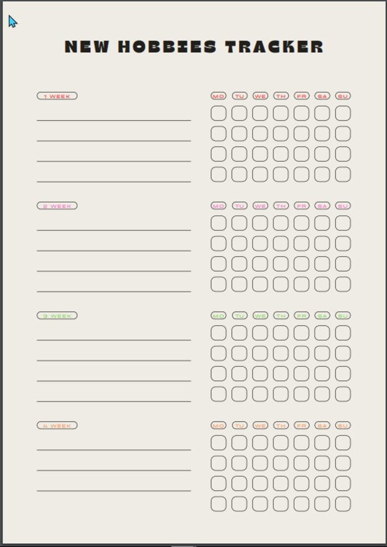 Cheap and Simple Habit Tracker and Hobby Planner, for Self Improvement ...