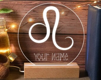 Personalized Night Lamp With Name and Zodiac Signconstellation Sign ...