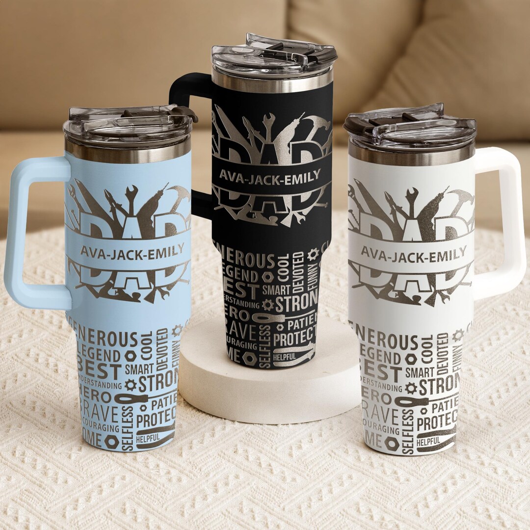 Best Dad Ever Gift Dad Tools Custom Kids Names - Personalized 40oz ...