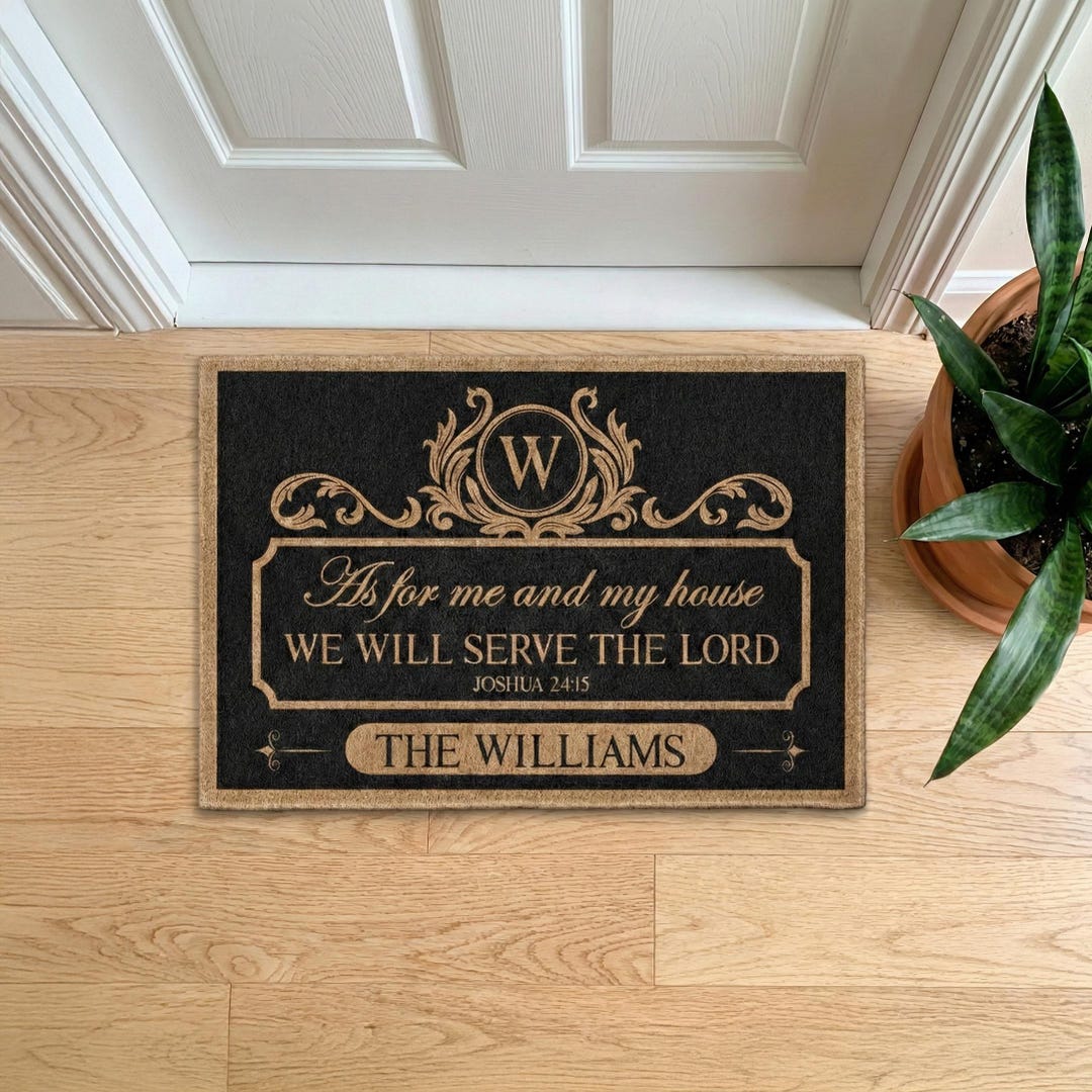 Personalized We'll Serve the Lord Doormat, Christian Doormat, Scripture ...