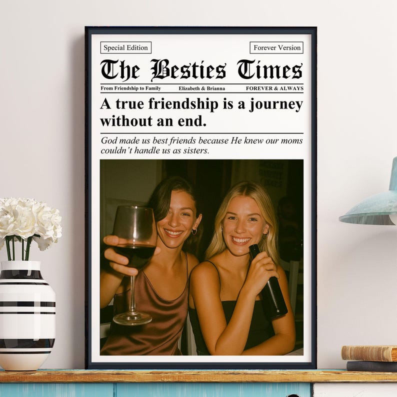 Personalized Photo Poster, Newspaper the BFF Times, Upload Best Friend ...