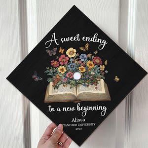 Custom Graduation Cap Topper, Hand-illustrated Florals, Grad Gift for ...