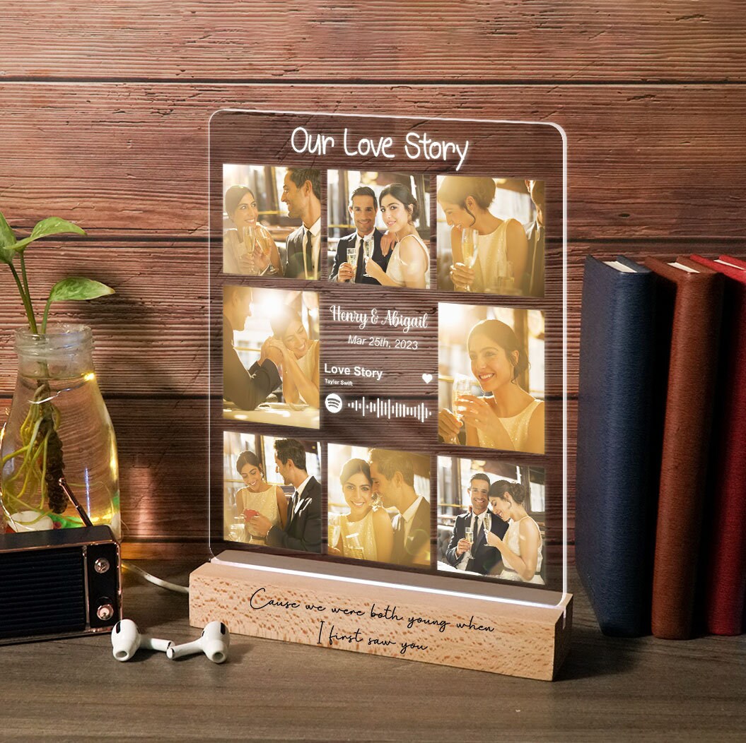 Customized Couples Gifts Our Love Story Photo Personalized 3D LED Light ...