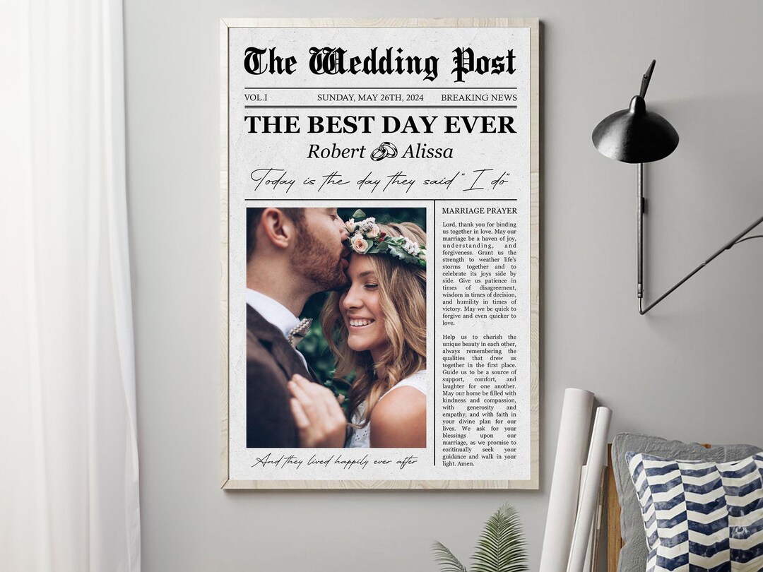 Personalized Wedding Photo Poster: Newlywed Newspaper Style Keepsake - Etsy