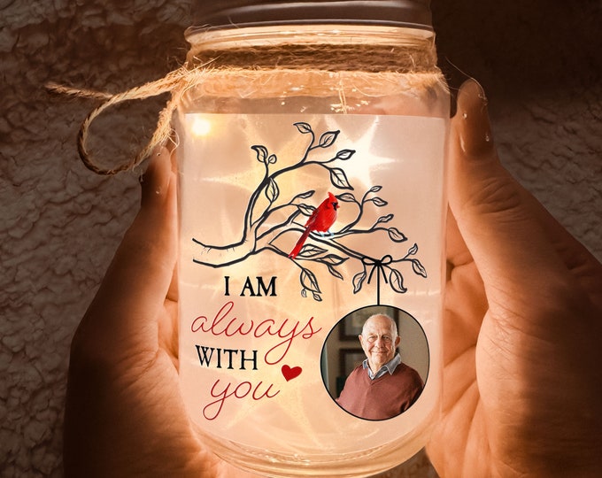 Custom Photo Memorial 16 Oz Mason Jar Light in Loving Memory Light ...