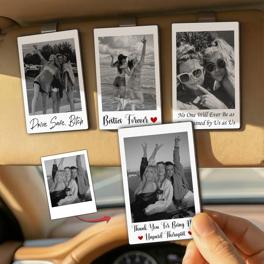 Best Friend Custom Polaroid Photo Car Visor Clip, Personalized ...