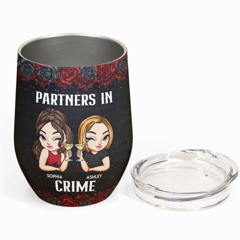 Partner in Crime Friends Wine Tumbler, Personalized Tumbler for Friends ...