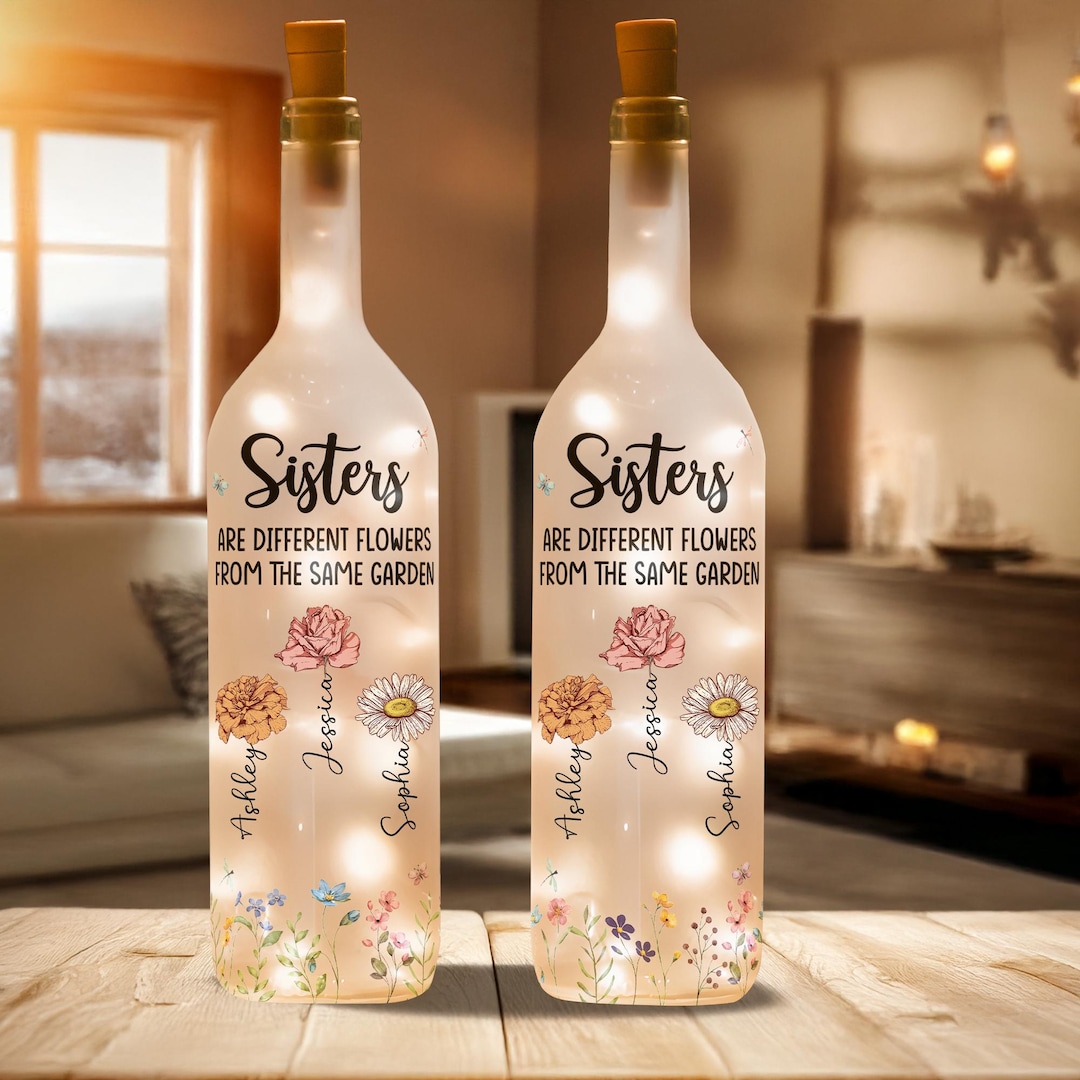 Personalized Sister Gift: Custom Bottle Lamp With LED Fairy Lights - Etsy