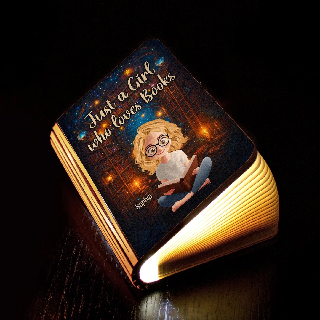 Book Lover Personalized Book Lamp, Reading Custom Table Light, Book ...