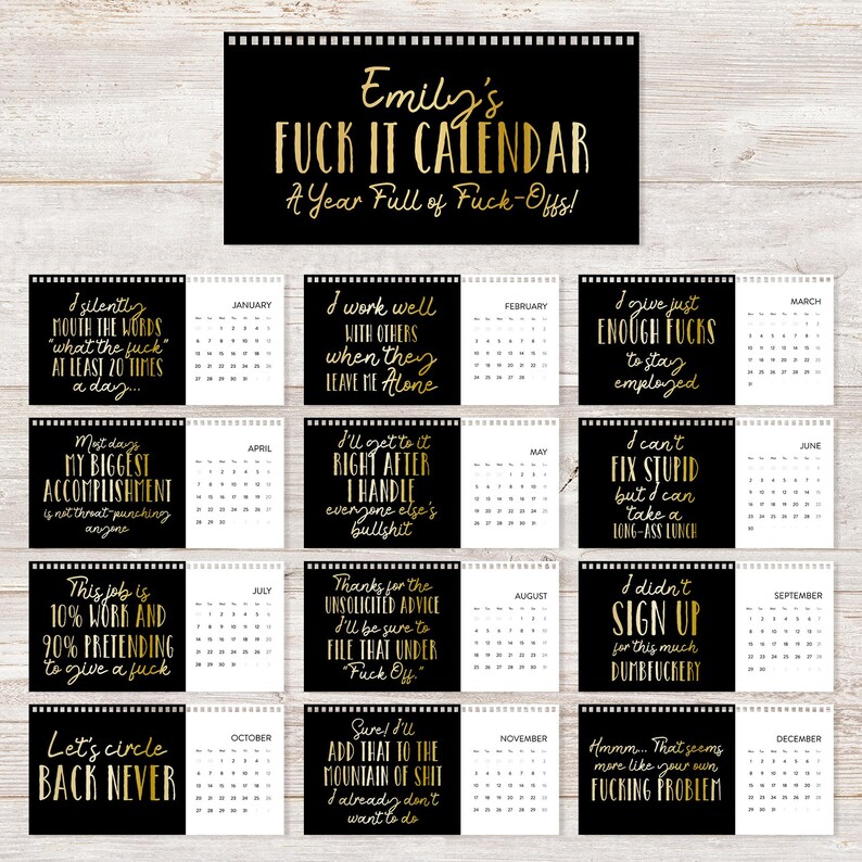 Personalized Funny 2026 Desk Calendar, Colleague Boss Friend Swear ...