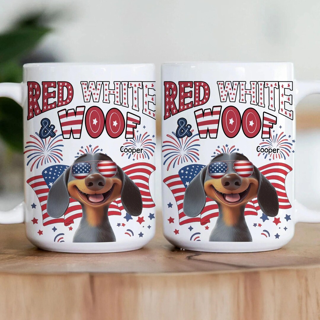 Red White Woof Personalized Mug: Funny 4th of July Coffee Cup - Etsy