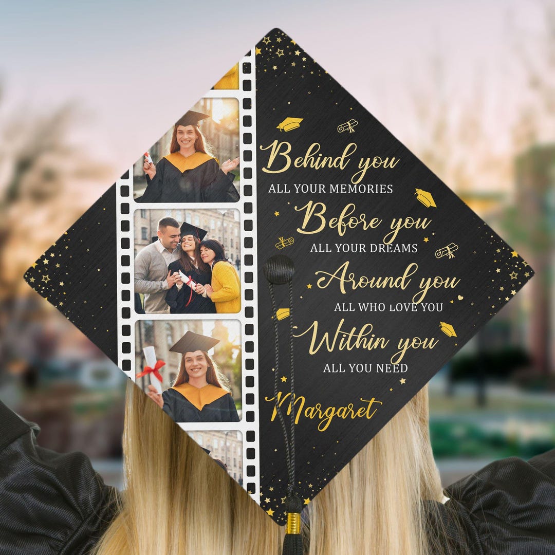 Film Strip Grad Decor, Custom Photo Graduation Cap Topper, Personalized ...