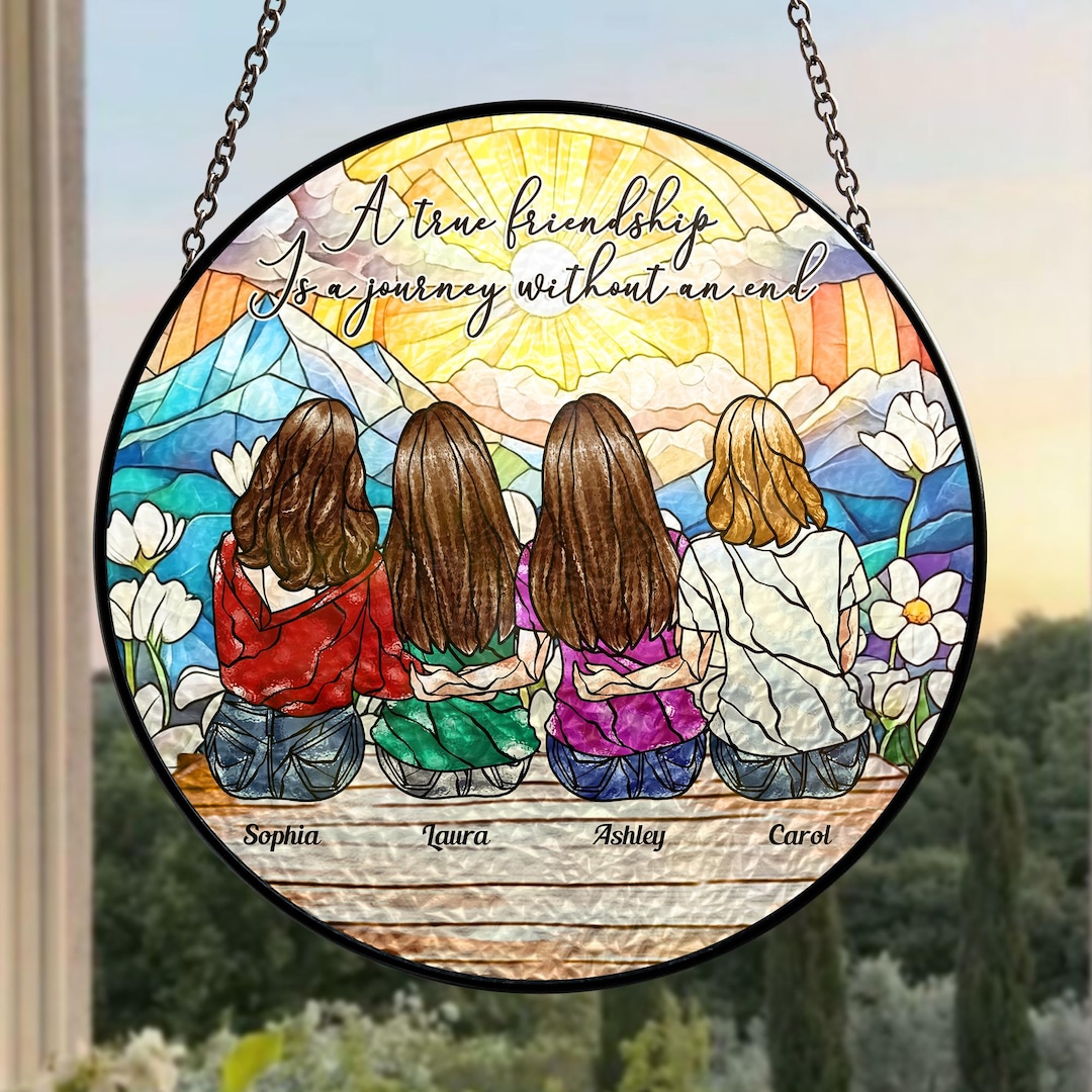 Personalized Stained Glass Friendship Suncatcher: Bestie Gift - Etsy