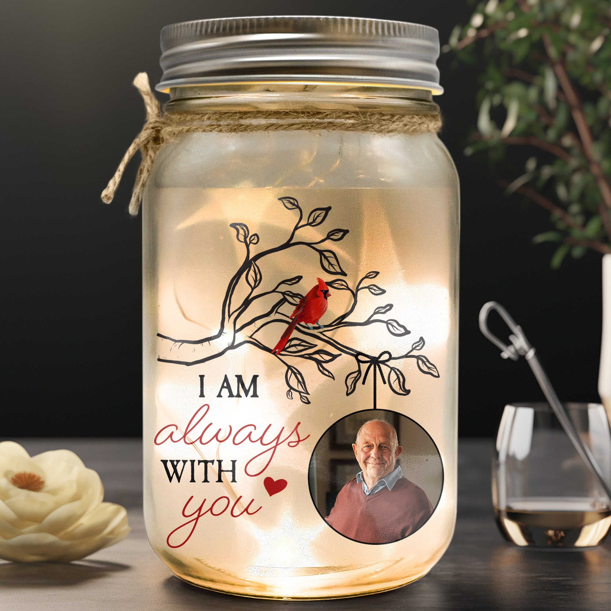 Personalized Mason Jar Photo Light Memorial Gifts for Family Members ...