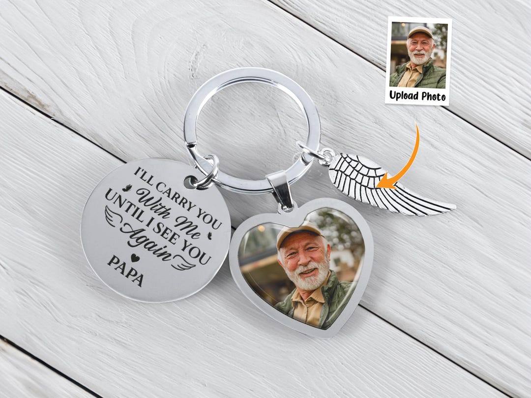 Personalized Memorial Photo Keychain, 'll Carry You With Me Until I See ...