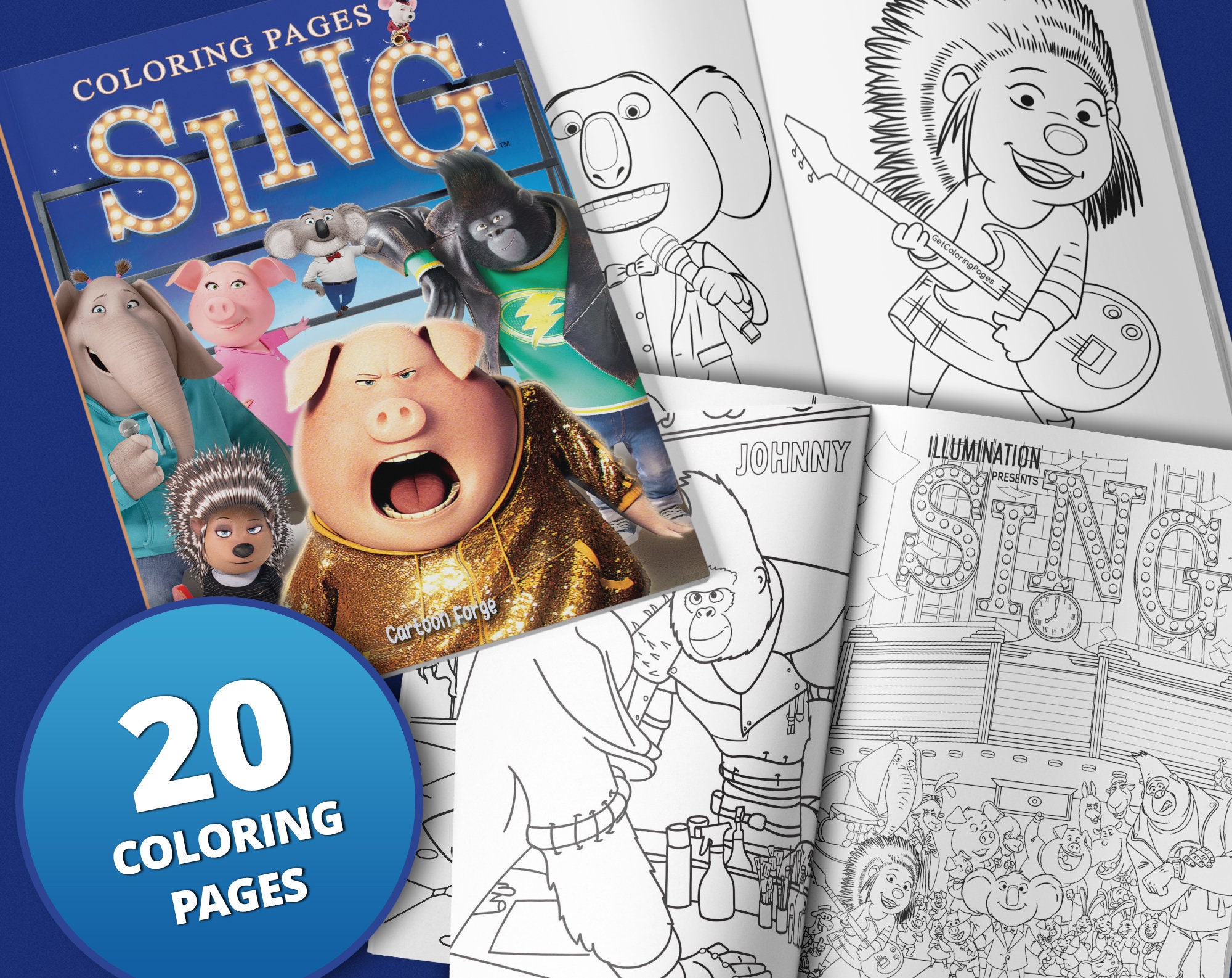Buy 20 Coloring Pages From the Sing Cartoon Coloring Book for Own ...
