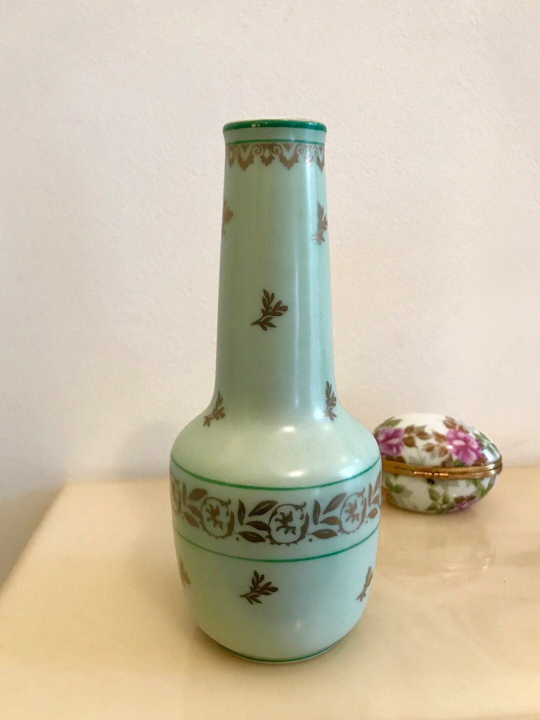 A Beautiful Limoges Porcelain Vase in a Beautiful Green Colour With ...