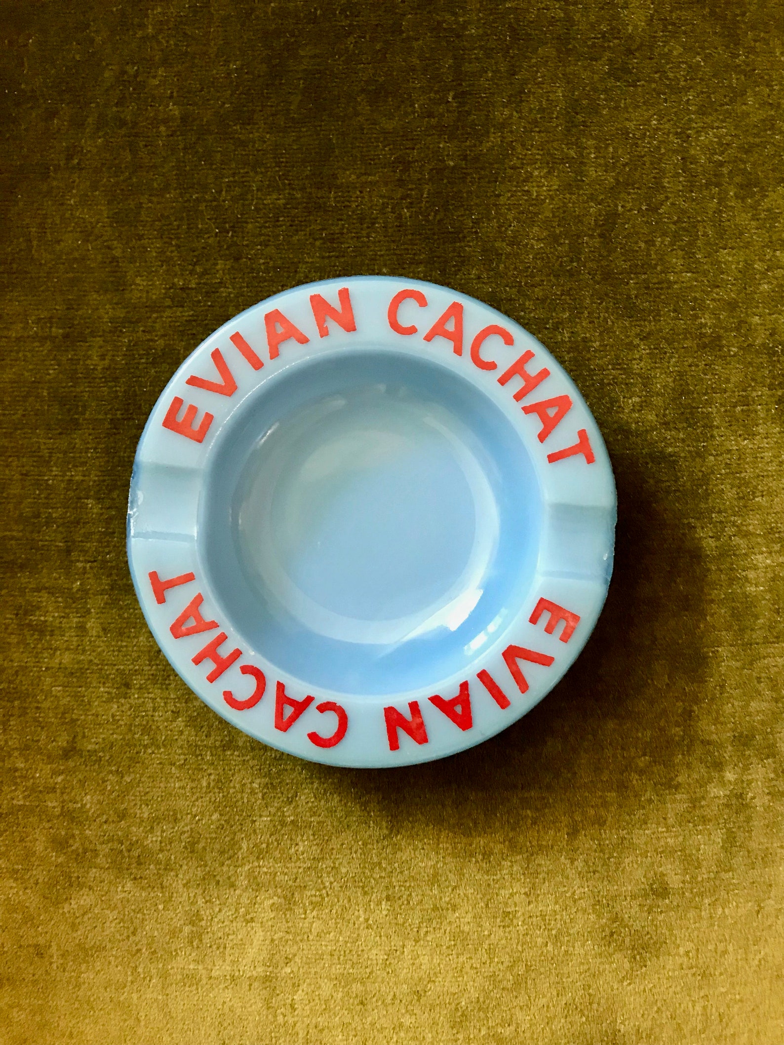 Rare Evian Cachet 1950s Blue and Red Opalex Ashtray. Very Collectable ...