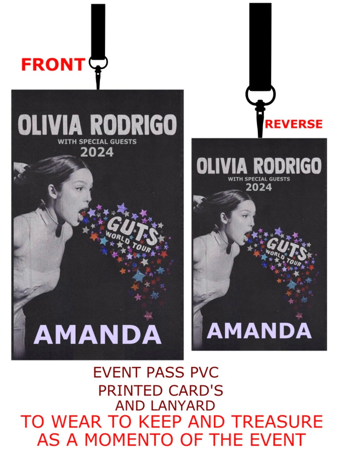 Olivia Rodrigo Guts Tour Guts PVC Card Lanyard PERSONALISED - Etsy