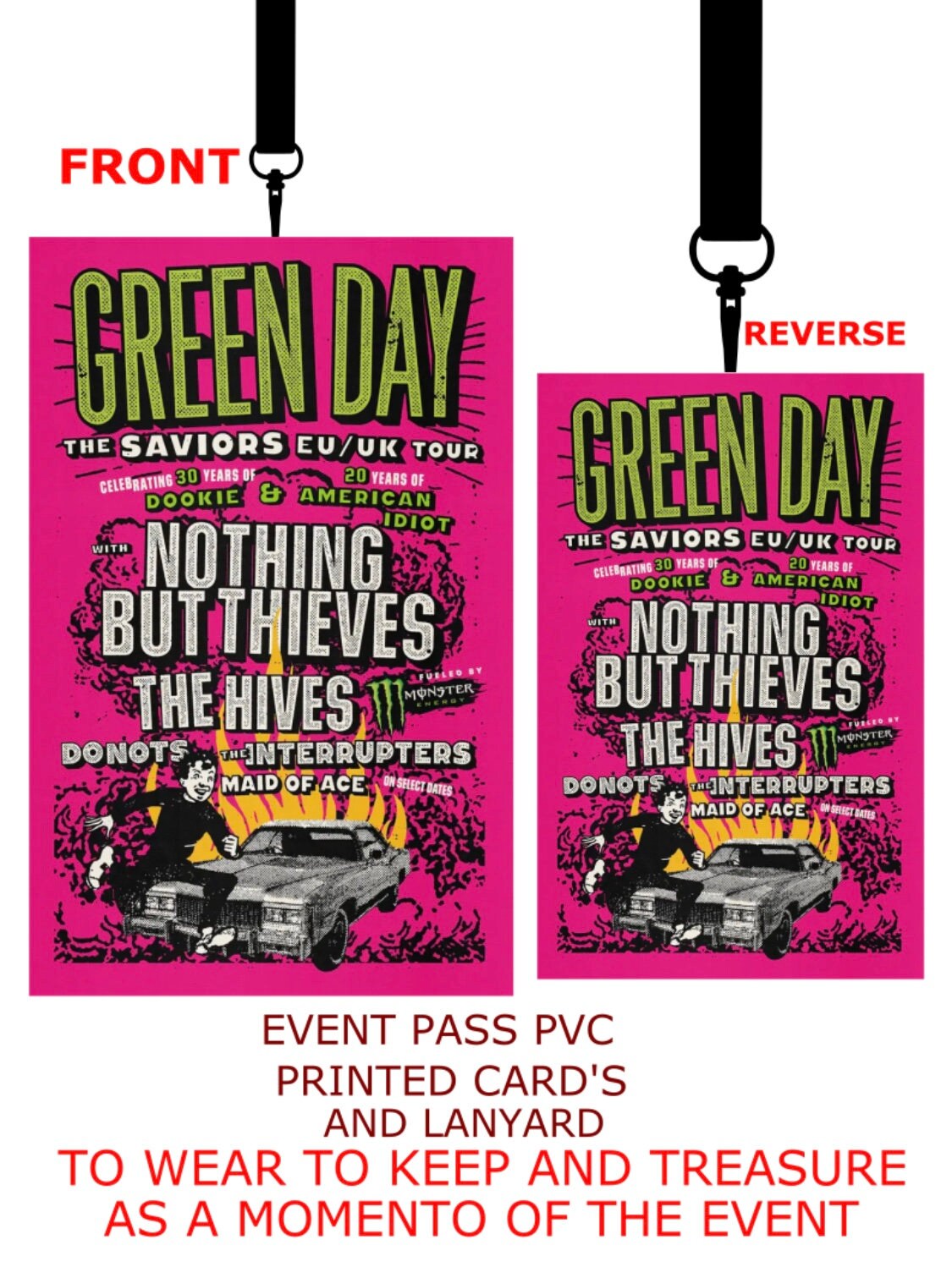 Green Day Tour 2024 the SAVIORS Tour PVC Card & Lanyard - Etsy