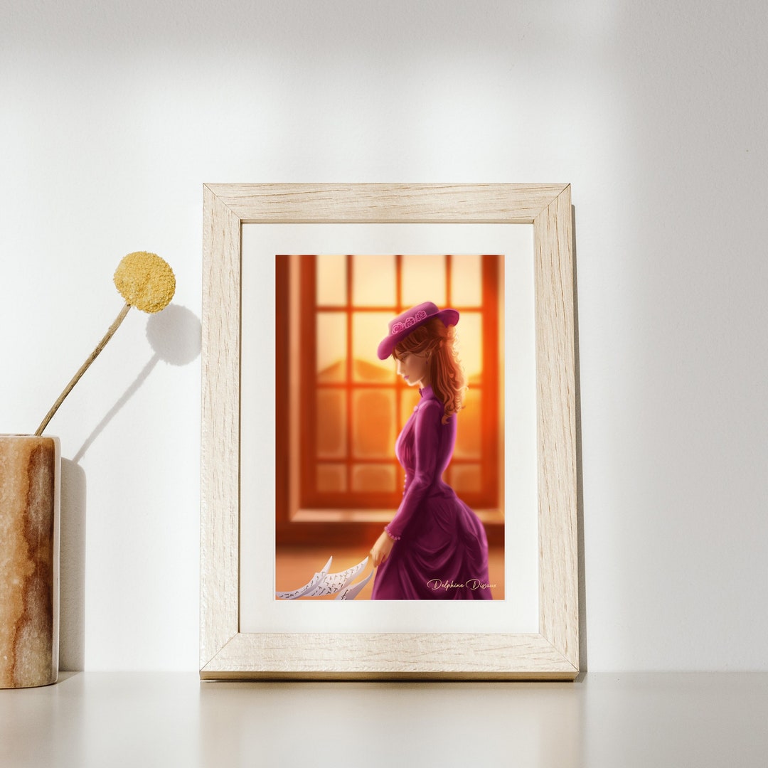 The Letter, Portrait Woman in Long Dress Art Prints A4 and A3 Wall Art ...