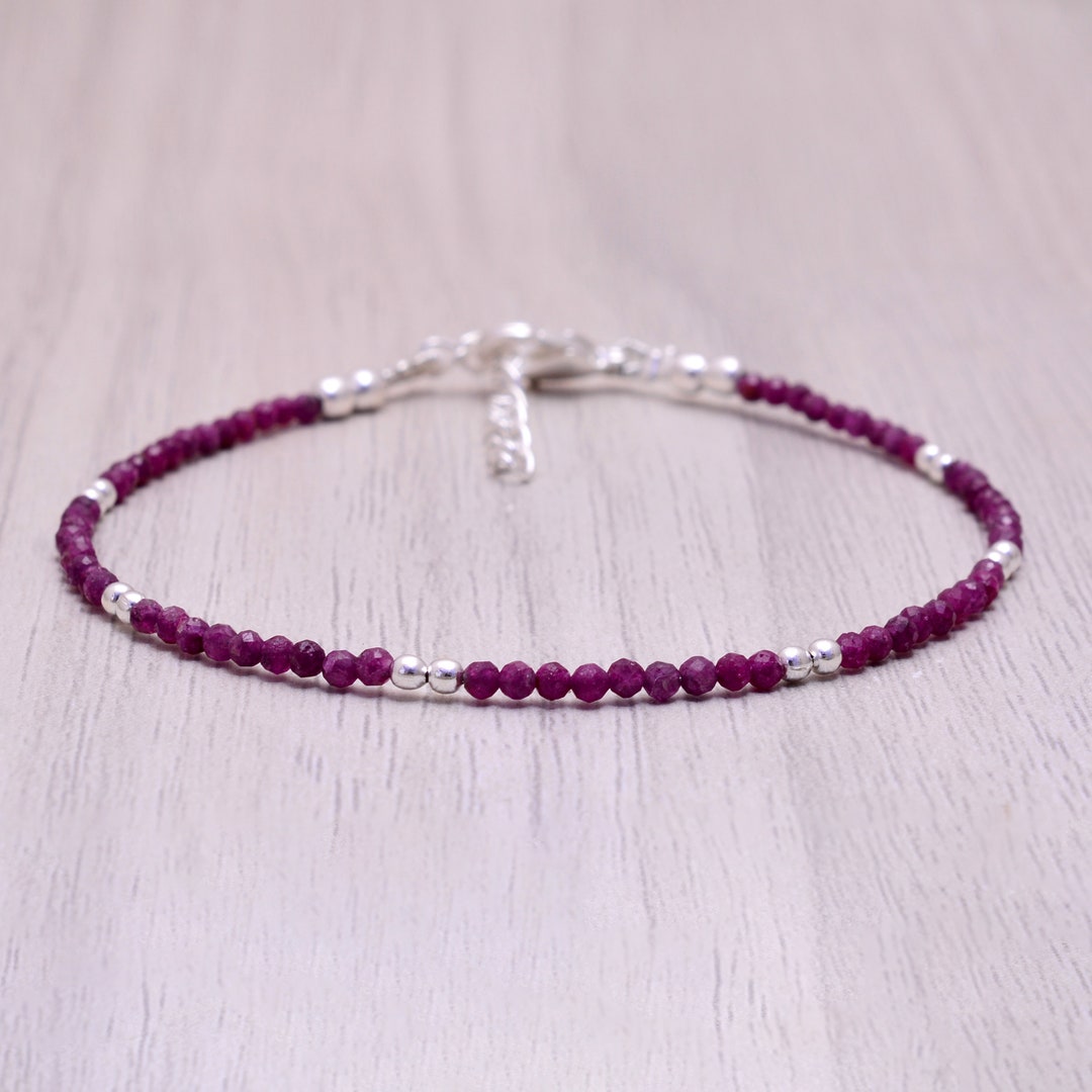 Ruby Bracelet, Wedding Anniversary Gifts, Ruby Birthstone Bracelet for ...