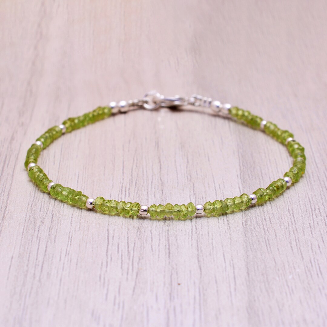 Peridot Bracelet August Birthstone Bracelet Gemstone - Etsy