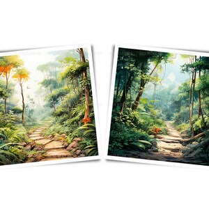 Watercolor Jungle Path Clipart - Jungle Landscape Digital Paper ...