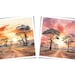 Watercolor African Landscape Clipart: Savanna Sunset Illustrations (JPG ...