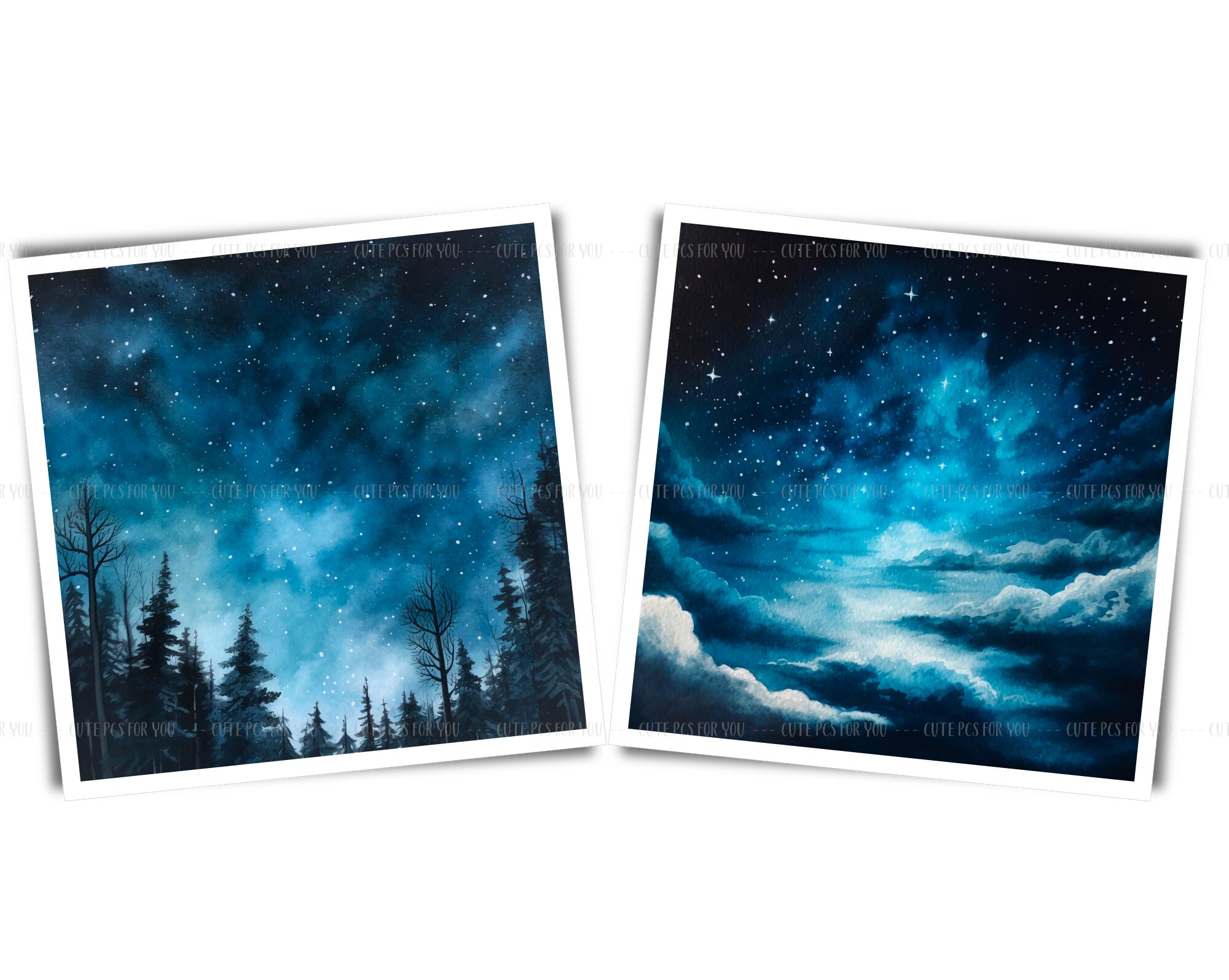 Watercolor Starry Sky Clipart Night Stars Digital Paper - Etsy Australia