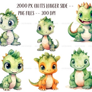 Watercolor Cute Dinosaurs Clipart - Funny Cartoon Characters PNG ...