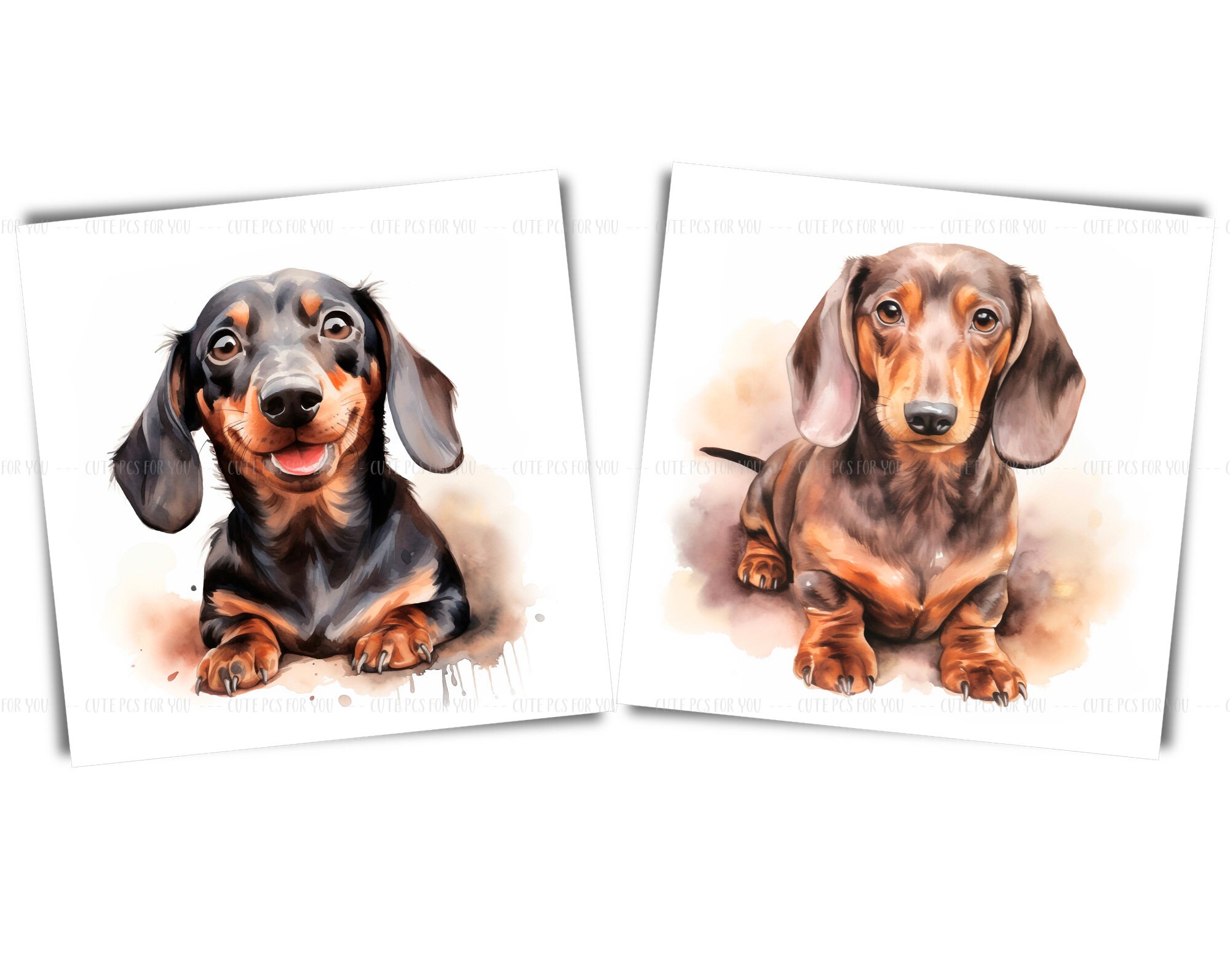 Watercolor Dachshunds Clipart - Cute Dachshund Digital Paper - Portrait ...