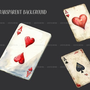 Watercolor Playing Cards Clipart: Poker PNG Graphics (digital Download ...