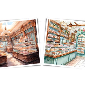 Watercolor Sweet Shop Clipart - Candy Store Digital Paper - Shop With ...