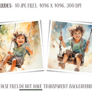 Watercolor Kids on a Swing Clipart - Cute Kids Digital Paper - Happy ...
