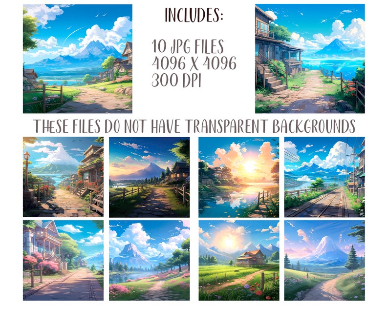 Anime Backgrounds Clipart Japanese Midday Cityscapes Digital - Etsy