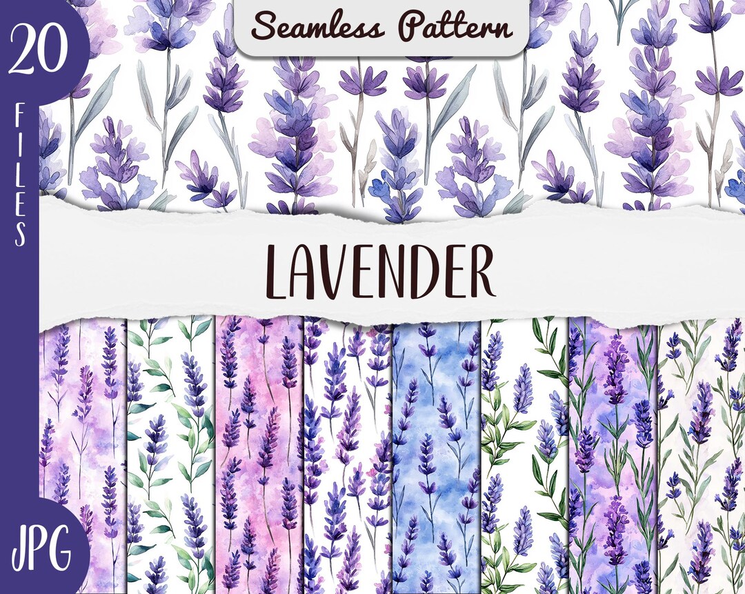Watercolor Lavender Seamless Pattern: Floral Digital Paper (JPG) - Etsy
