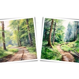 Watercolor Path in the Forest Clipart - Woodland Track Digital Paper ...