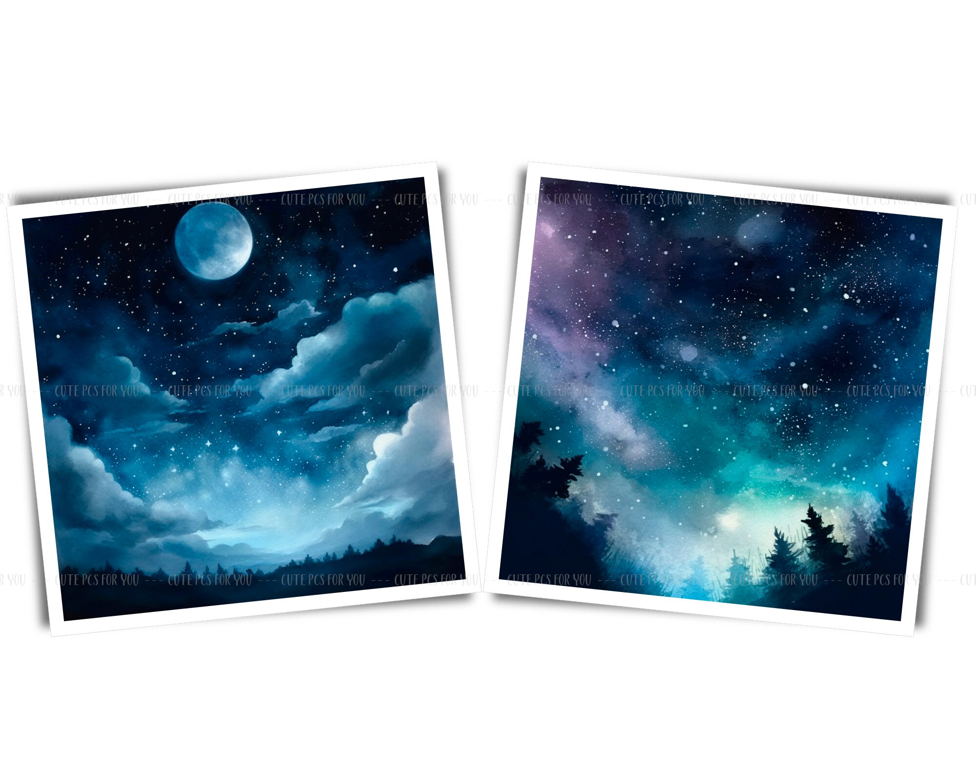 Watercolor Starry Sky Clipart Night Stars Digital Paper - Etsy Australia