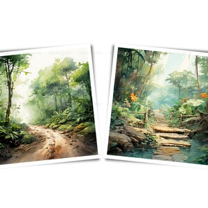 Watercolor Jungle Path Clipart - Jungle Landscape Digital Paper ...