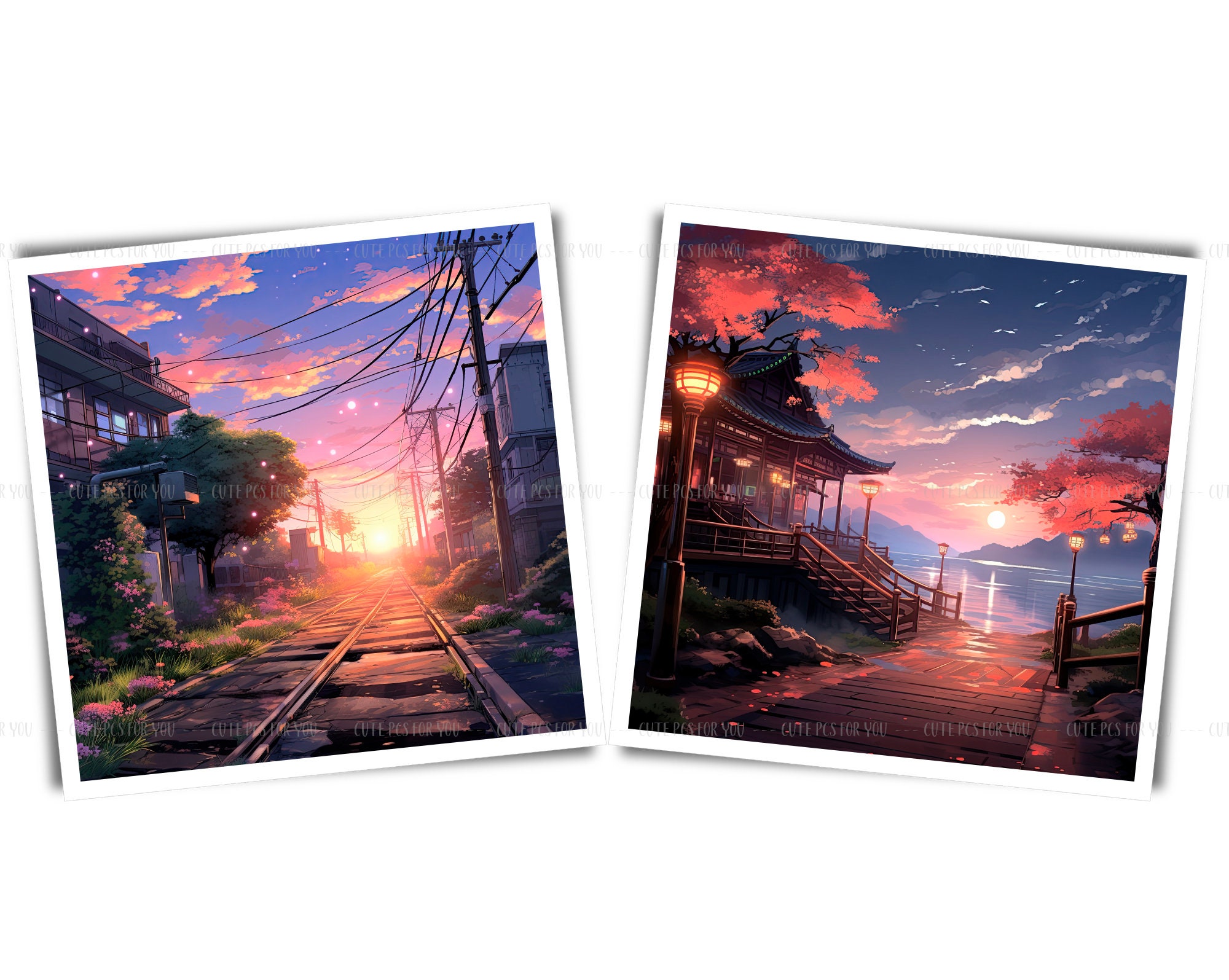 Anime Backgrounds Clipart Japanese Evening and Night - Etsy