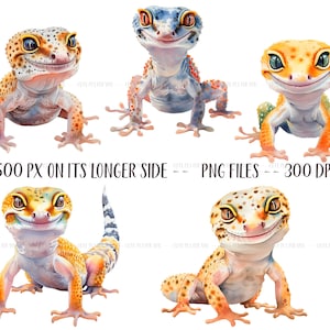 Watercolor Realistic Leopard Geckos Clipart - Cute Reptiles PNG ...