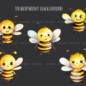 Watercolor Cute Bees Clipart - Cartoon Bee Graphics - Children's ...